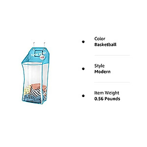 Store & Score Over The Door Hanging Kids Fun LED Basketball Light-Up Collapsible Mesh Laundry Hamper Basket, Toy Chest, Heavy Duty Metal Hooks Included. Patent Pending
