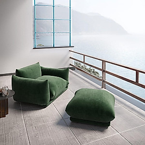 JACH Mid-Century Modern Comfy Sofa Couch with Thick Cushion, Chenille Single Accent Chair Deep Seat Couches, 50" Plush Sofas Furniture for Small Spaces Living Room Bedroom Office Apartment, Green