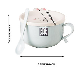 Noodle Bowl, Rabbit Stainless Steel Bowl Cartoon, Rabbit Bowl Double-layer Insulated Cutlery Large Capacity Pancake Omelette Shaper for Pho, Noodle, Udon Swan-us