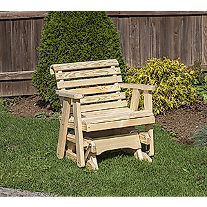 ECOMMERSIFY INC Amish Heavy Duty 600 Lb Roll Back Pressure Treated Porch Patio Garden Lawn Outdoor Glider Chair-2 Feet-Natural-Made in USA
