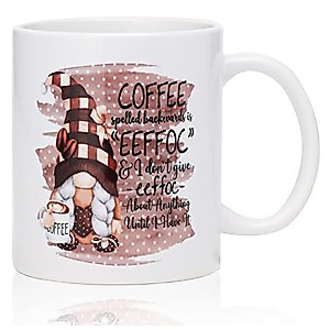Rmeosye Cute Gnome Coffee Mug Hot Chocolate Cocoa Cups Funny Birthday Xmas Holiday Gift for Family Friend Coworkers Men Women White 11oz