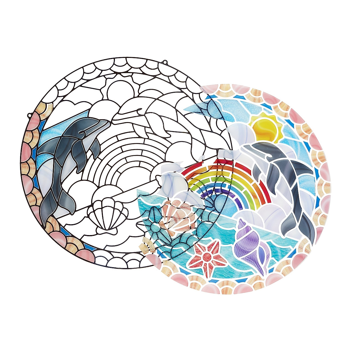 Melissa & Doug Stained Glass Dolphin Art Kit, Arts and Crafts for Kids Age 5+, Kids Craft Kits, Kids Activity Window Art, Sticker Art, Animal Stickers, Mess Free Activity