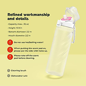 JMEY Water Bottle with Flavor Pods, 32oz/500ml Scented Water Bottle with Straw, BPA-Free and Leakproof Flip Top Sports Water Cup for Men, Women & Kids
