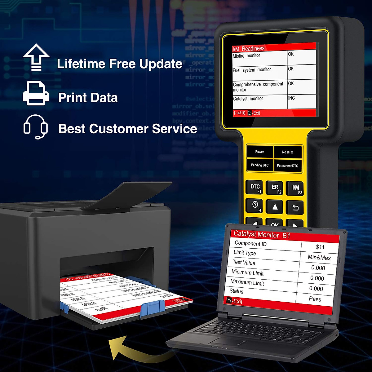 thinkcar Scan Tool TS600 OBD2 Scanner - ABS SRS Automotive Car Code Reader with Oil/EPB/TPMS Reset Service Car Diagnostic Tool, Turn Off Check Engine ABS SRS Warning Light