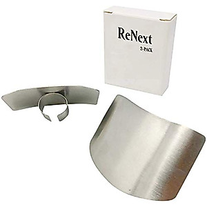 ReNext 2-PACK Stainless Steel Finger Guard for Slicing & Cutting Protector to Avoid Accidents when Chopping and Dicing Useful Kitchen Tool Gadget