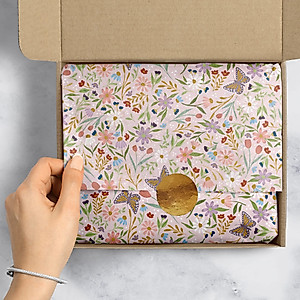 JILLSON & ROBERTS Printed Unfolded Gift Tissue 20" x 30" for Birthdays, Wine Bags, Weddings, Delicate Floral, 240 Sheets