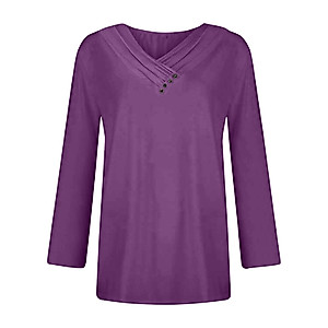 Womens Fall Fashion 2024 Workout Tops for Women T Shirts for Women Uv Protection Shirts for Women Long Sleeve Shirts for Women Dressy Comfy Shirts for Women Cream Shirt Women（4-Dark Purple,Small）