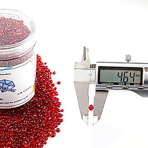 TWINKLING High Luster Round Fire Glass Stones,Glass Marbles,Glass Pebbles,Glass Beads Gems for Fire Pit Vase Fillers Crafts Aquarium Garden Decoration,3-6mm,1-Pound Jar (Red)