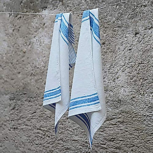 LinenMe Tuscany Hand and Guest Towels, 18" x 28", Off White/Blue