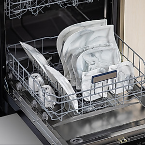 MALACASA Dinnerware Sets for 6, 30 Piece Porcelain Plates and Bowls Sets, Marble Dish Set with Dinner Plate Set, Cup and Saucer, Square Plates Dinnerware Set, Modern Dishes Dinnerware, Series Elvira