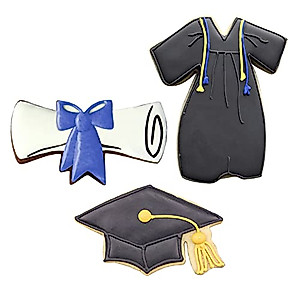 2023 Graduation Cookie Cutter Set 3-pcs Graduation Cap, Diploma and Graduation Gown Made in USA by Ann Clark