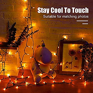 Orange Outdoor Lights, 33Feet 100 Led Christmas Lights with 8 Lighting Modes, Waterproof Mini String Lights Plug in for Garden Patio Party Wedding Christmas Xmas Tree Lighting Decoration
