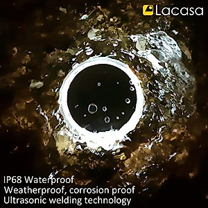 Lacasa Solar Deck Lights, 4 Pack 30LM Outdoor Solar Powered Step Lights, LED Dock Lights Natural White 4000K Light up All Night IP68 Waterproof Auto ON/Off for Garden Stairs Driveway Pathway Lighting