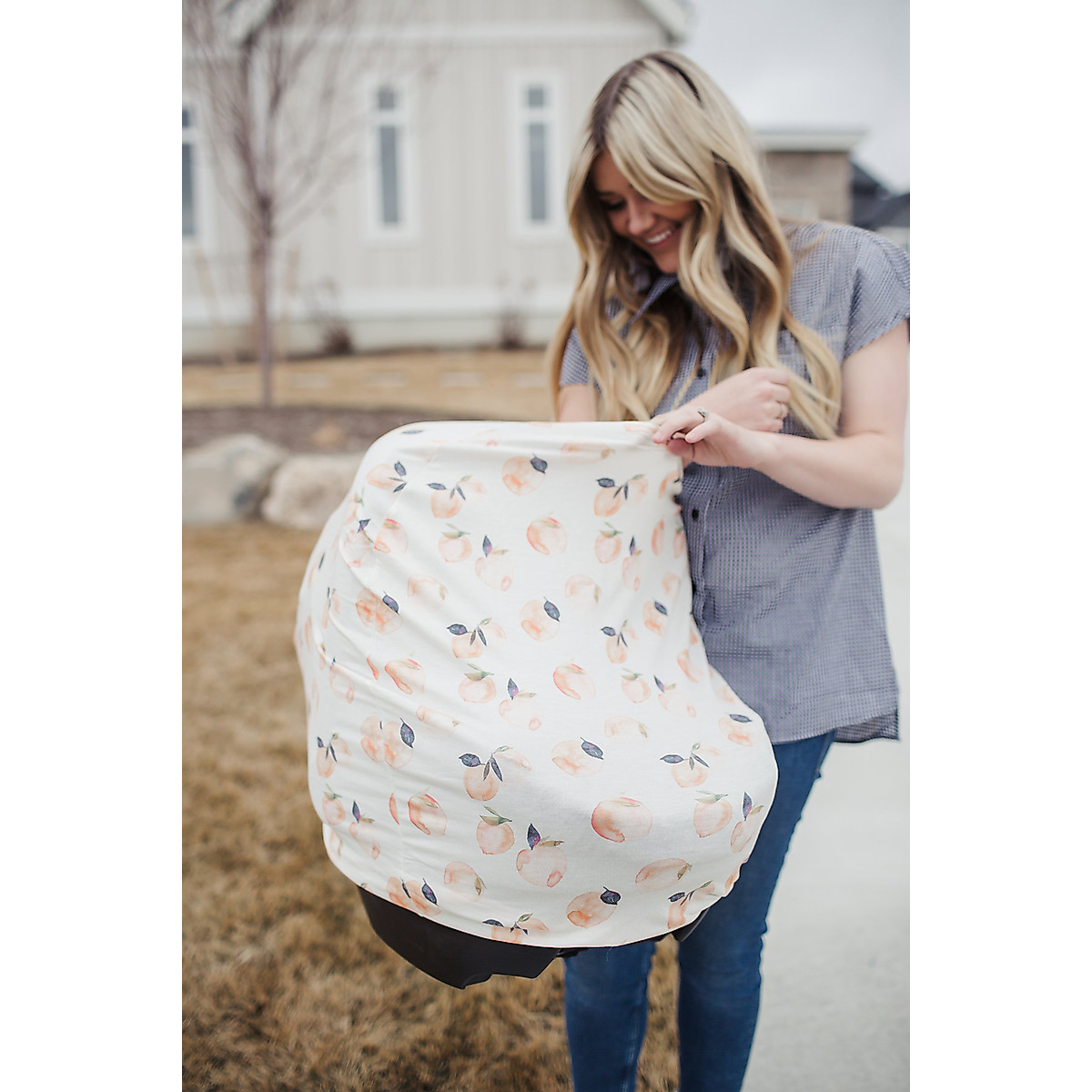 Copper Pearl Multi-Use Cover: Car Seat Covers, Nursing Cover, and Stroller Cover for Sun - Stretchy Fabric, All-Season Use, Stylish Designs, Easy Access for Moms - Caroline