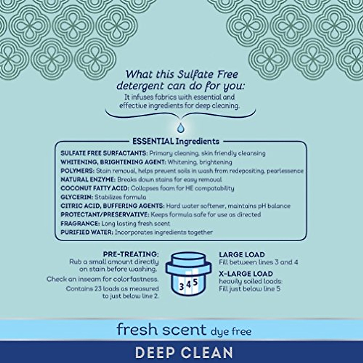 all Fresh Clean Essentials Laundry Detergent, Sulfate Free, Fresh Scent, 30 Fl Oz (Pack of 2)