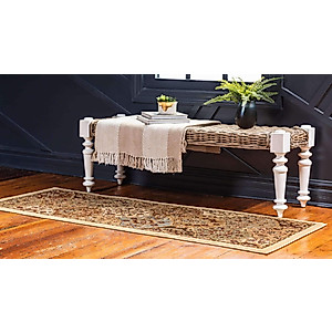 Unique Loom Voyage Collection Traditional Oriental Classic Intricate Medallion Design Area Rug, Runner 2' 2" x 6' 0", Ivory/Brown