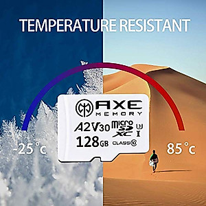 AXE MEMORY 128GB microSDXC Memory Card + SD Adapter with A2 App Performance, V30 UHS-I U3 4K