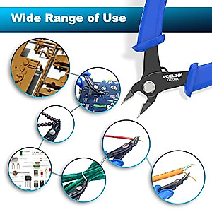 VCELINK Small Wire Cutter Spring-loaded GJ706BL, Precision Flush Cutter Pliers Diagonal Cutters for Electronics, Jewelry Making, Model Craft and 3D Printer, 5-Inch