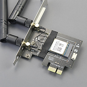 GLOTRENDS WA01 M.2 E Key to PCIe X1 WiFi Bluetooth Adapter for M.2 WiFi 4/5/6/6e/7/Coral TPU Module, with 6-dBi SMA Antenna Kits