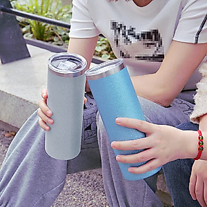 AGH 20 oz Sublimation Tumblers Glitter Tumbler Set, 4 pack Insulated Skinny Tumblers Bulk with Lid and Metal Straw, Stainless Steel Double Wall Coffee Mug for Iced Hot Drinks, Beverages