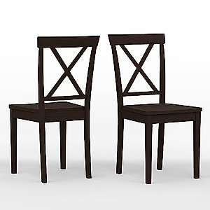 Glenwillow Home 5-PC - Oval Butterfly Leaf Dining Table + X-Back Dining Chairs Dining Set in Dark Walnut