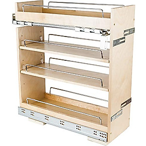 Hardware Resources BPO2-8SC 8-1/2" Base Cabinet Soft-Close Pullout Organizer with No Wiggle Technology to Eliminate Rocking, Pre-Assembled, Adjustable Shelves and Chrome Rails for 12" Base Cabinets