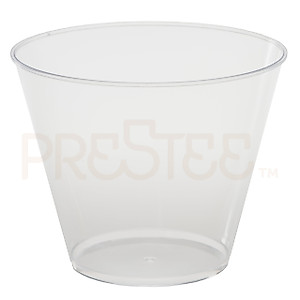 Prestee 200 Clear Plastic Cups - 9 Ounce, Hard Disposable Cups, Plastic Wine Cups, Plastic Cocktail Cups, Plastic Drinking Cups, Plastic Party Punch Cups, Party Cups, Wedding Tumblers