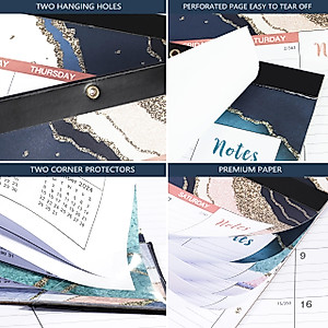 Desk Calendar 2023-2024 - 12 Monthly Desk/Wall Calendar 2-in-1, 16.9" x 11.9", July 2023 - December 2024 with Corner Protectors, Ruled Blocks - Pink by Artfan