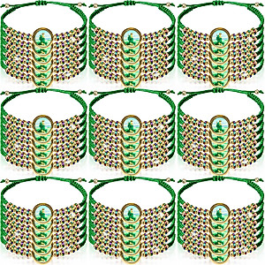 Youyole 50 Pieces San Judas Tadeo Bracelet Saint Jude Bracelet Rosary Adjustable Handmade Green Knot Rosary Bracelet St Jude Bracelet for Women Men