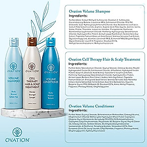 Ovation Hair Volume Cell Therapy 12 oz System - Volume Shampoo and Conditioner, Cell Therapy Hair & Scalp Treatment - Hair Treatment Set to Moisturize Baby Fine, Short Hair