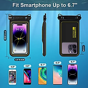 IP68 Floating Waterproof Phone Pouch, Universal Sponge Water Proof Cell Phone Case Bag with Adjustable Lanyard, Protector Pouch for iPhone 14 13 12 11 Pro Max Samsung S23 Google, Up to 6.7'' Black