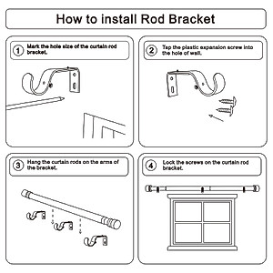Byondeth Curtain Rods for Windows 16 to 144 Inches Adjustable Length 1 Inch Diameter Window Curtain Rod with Aluminium Finials, Black
