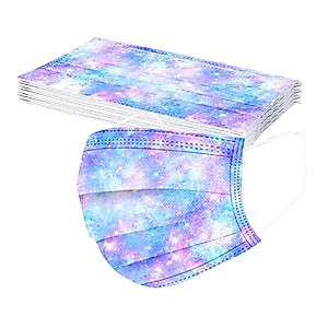 BALTERS Kids Face_Mask 50PCS Starry Sky Gradient Colorful Printed Design Back to School Supplies 3Ply Breathable & Comfortable for Children