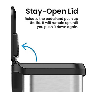 iTouchless SoftStep EXP 20 Gallon Step Pedal Trash Can with AbsorbX Odor Filter, Stainless Steel with Dent-Proof Plastic Lid, 75 Liter Garbage Kitchen Bin for Home, Office, Business, Store