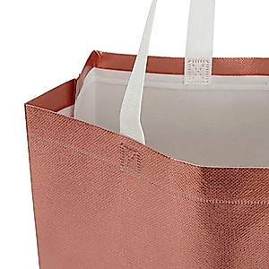 Tosnail 20 Pack Large Reusable Grocery Bags Shopping Tote Bag with Handle Present Bag Gift Bag for Weddings, Birthdays, Party, Event - Rose Gold