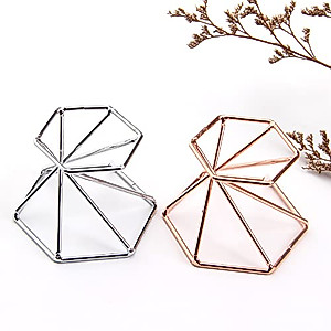 Ainvhh 3 PCS Hexagon Metal Display Stand Mystical Quartz Ball Photography Props FengShui Divination Spheres Decorative Glass Ball Base
