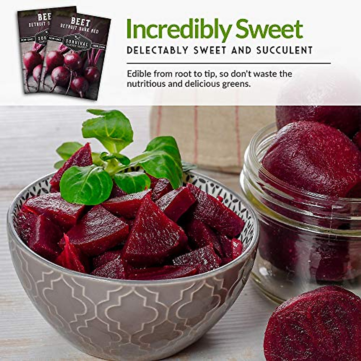 Survival Garden Seeds - Detroit Dark Red Beet Seed for Planting - Packet with Instructions to Plant and Grow Delicious Root Vegetables in Your Home Vegetable Garden - Non-GMO Heirloom Variety