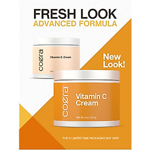 Coera Vitamin C Cream | 4oz | Brightening + Firming Formula | Free of Parabens, SLS & Fragrances | Dark Spot Masker for Face, Skin & Eyes | Packaging May Vary