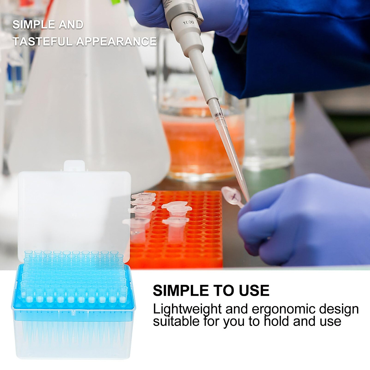 Disposable 1ml Filter Tip Pipette- Extended Tip 1000ul Filter Tip- Easy to Use for Lab Experiment (5 Boxes, Each Box 96pcs)