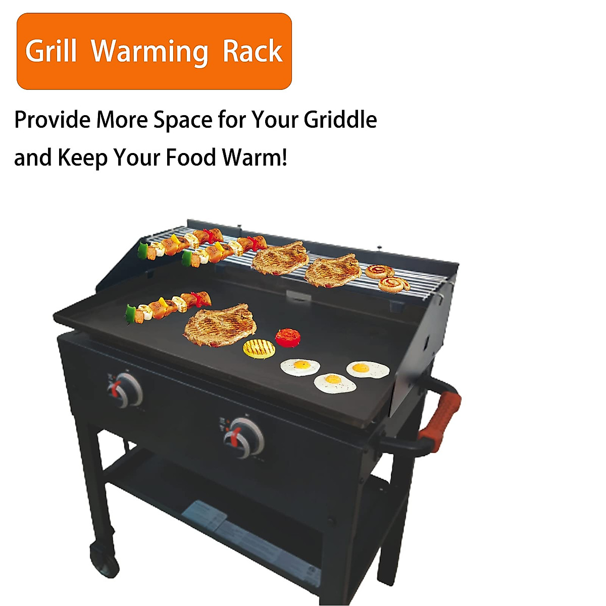 Petrirufun Adjustable Wind Screen and Griddle Warming Rack Set Fit for Griddle from 22" to 28" Without Hood, Wind Guard Griddle Accessories for Blackstone 22“, 28” and Other Griddle with Rear Grease