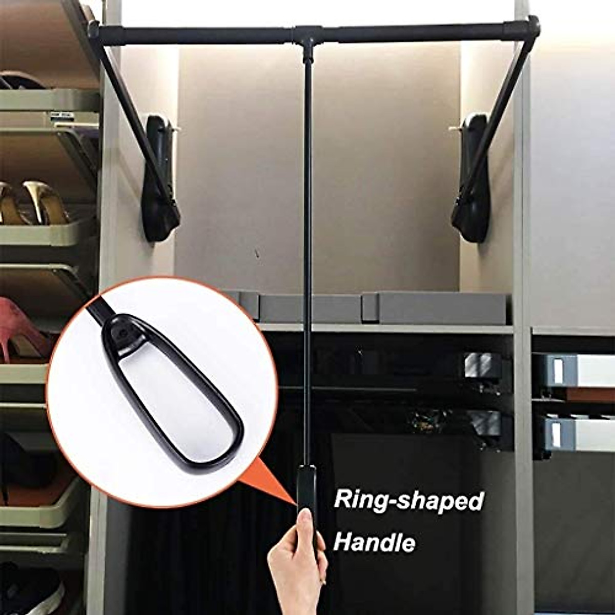Drop-Down Wardrobe Hanger, Adjustable Aluminum Closet Storage Rack, Large Retractable Cloth Hanger, Save Space, Load 30KG (Size : 510-650mm)