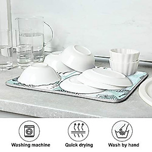 Tropical Leopards Tiger Lion Zebra Dish Drying Mat 24"x18" Absorbent Machine Washable Hanging Fast Dry Pad Dish Protective Mat for Kitchen Countertop Heat Resistant Dinner Table Mat