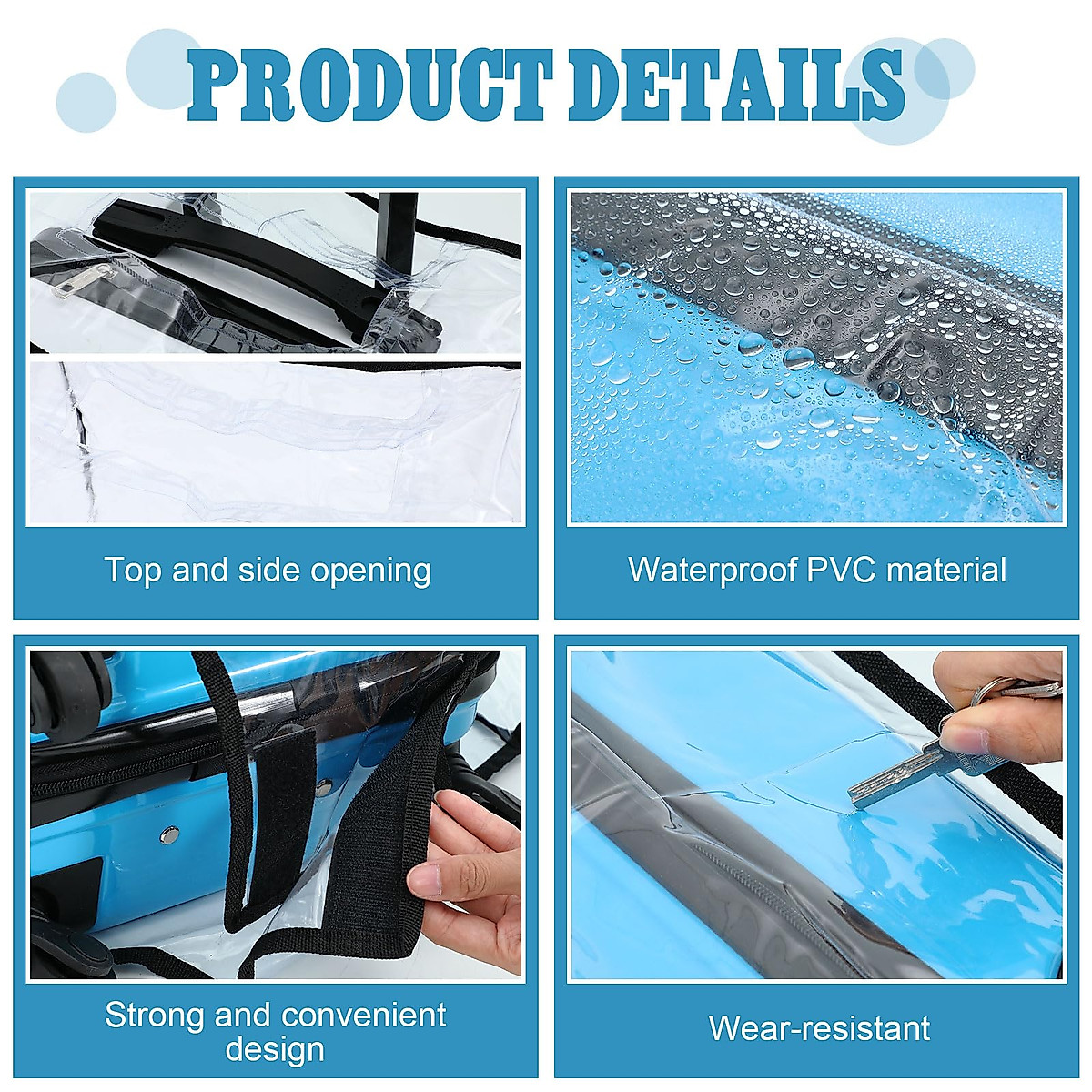 Windyun 12 Pcs Clear Luggage Cover Protector PVC Suitcase Cover Waterproof Dustproof Transparent Luggage Protector for Travel Wheeled Suitcase, Black Border (20 Inch, 24 Inch, 28 Inch)