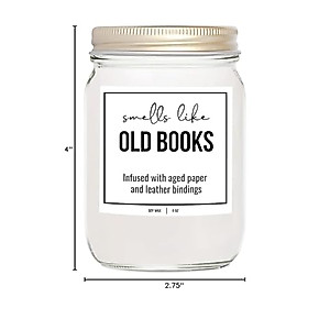 YouNique Designs Book Lovers Candle - White Soy Candles for Home Scented Book Lovers Gifts for Women, Funny Book Candles Gifts for Women, 8 oz, Old Books Scented Candles