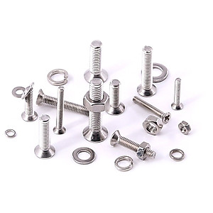 Glarks 665Pcs 304 Stainless Steel M3 M4 M5 M6 Phillips Flat Head Machine Screws Bolts Nuts and Flat Gasket Spring Washers Assortment Set, Full Thread