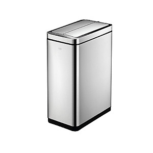 EKO Deluxe Phantom 45 Liter / 11.8 Gallon Touchless Motion Sensor Trash Can, 50 Liter Vertical, Brushed Stainless Steel Finish