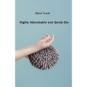 MAYITBE Soft Absorbent Chenille Hand Towels, Decorative Hanging Fuzzy Towels Ball, Thick Drying Cloth Hand Towel for Home Kitchen & Bathroom (Grey*2)