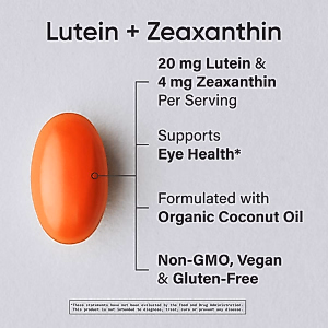 Sports Research® Lutein and Zeaxanthin Capsules - Eye Health Support Supplement Made with Lute-Gen® and Organic Coconut Oil - Vegan Friendly & Non-GMO Verified - 120 Veggie Softgels
