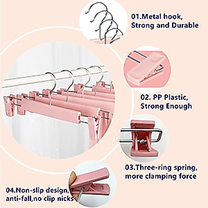 Lamitocs Skirt Hangers，Pants Hangers with Clips，360 ° Swivel Hooks Space Saving Hangers for Pants, Skirts, Clothes, Jeans (10Pack, Pink)