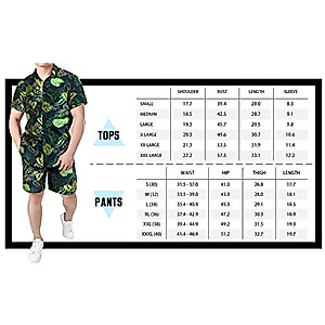COOFANDY Men's Floral Pattern 2 Piece Summer Beach Short Sleeve Tracksuits